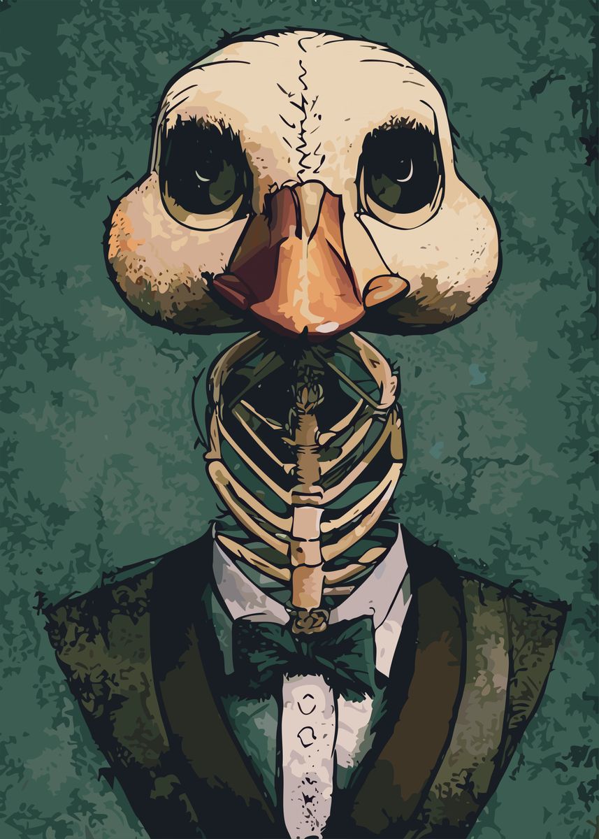'Skeleton Duck' Poster, picture, metal print, paint by der Mumpitz ...
