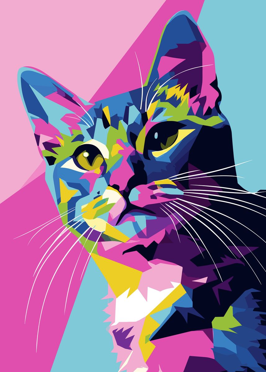 'Cute Popart Cat' Poster, picture, metal print, paint by Ray Faye ...