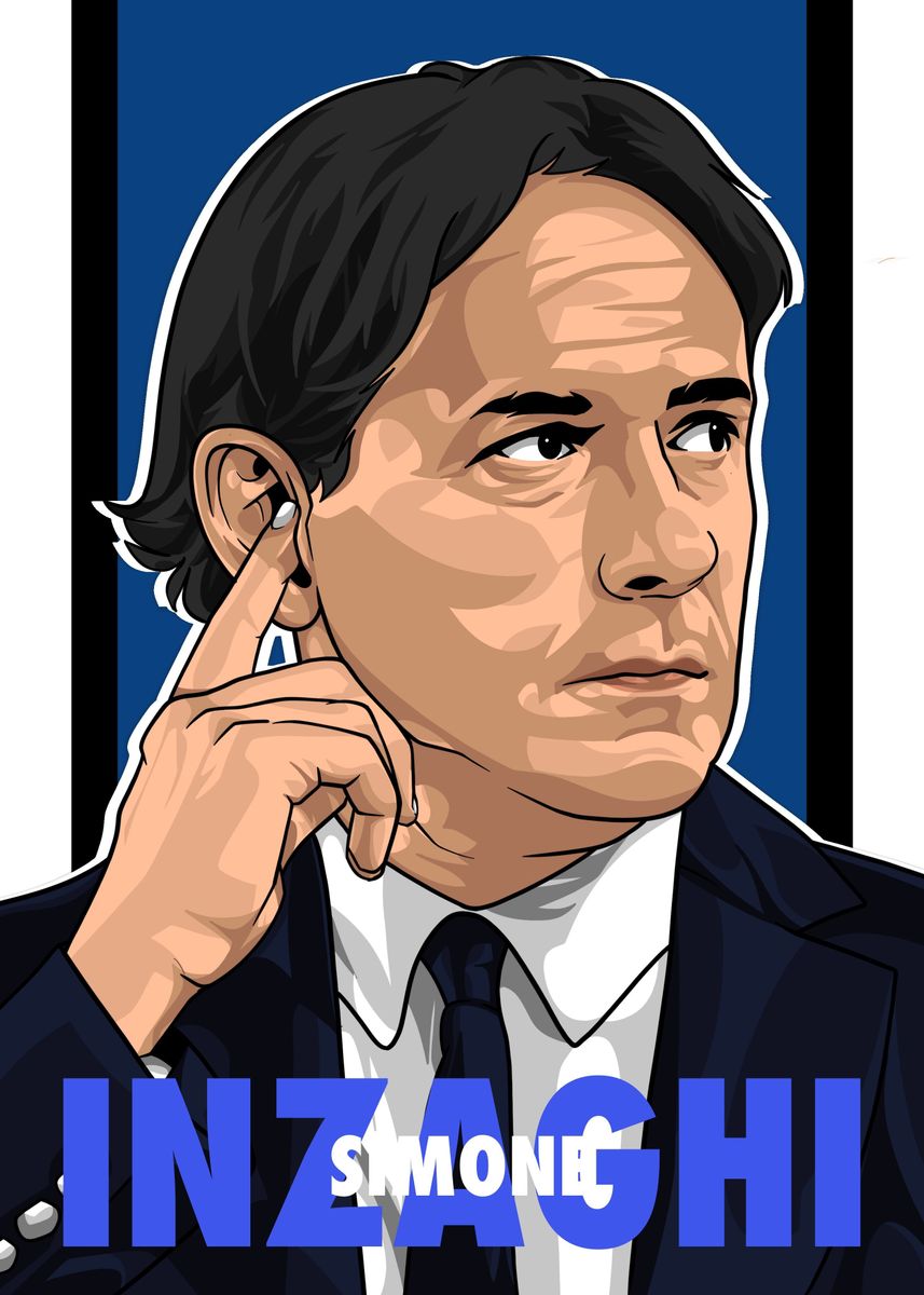 'Simone Inzaghi' Poster, picture, metal print, paint by Imad Wpap ...