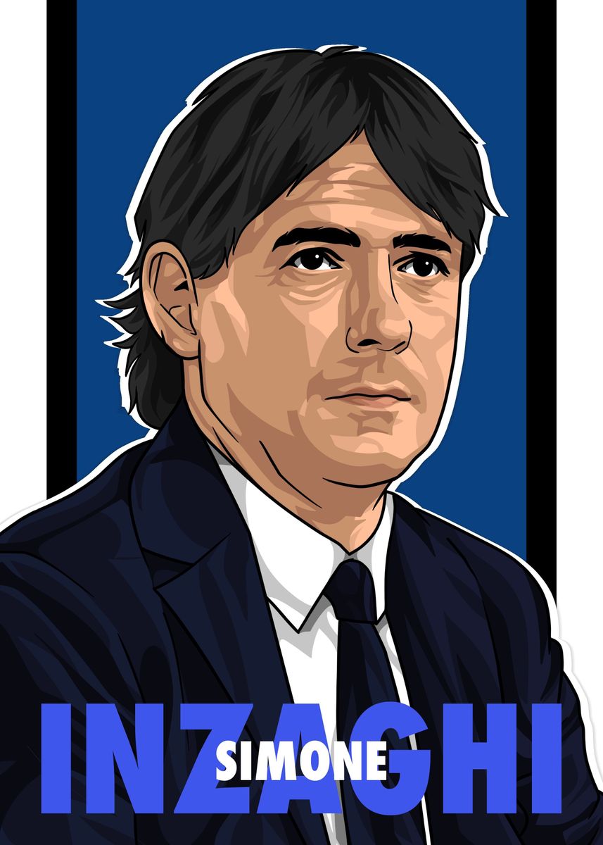 'Simone Inzaghi' Poster, picture, metal print, paint by Imad Wpap ...