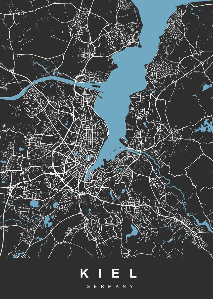 'MAP KIEL GERMANY ' Poster, picture, metal print, paint by UrbanMaps ...