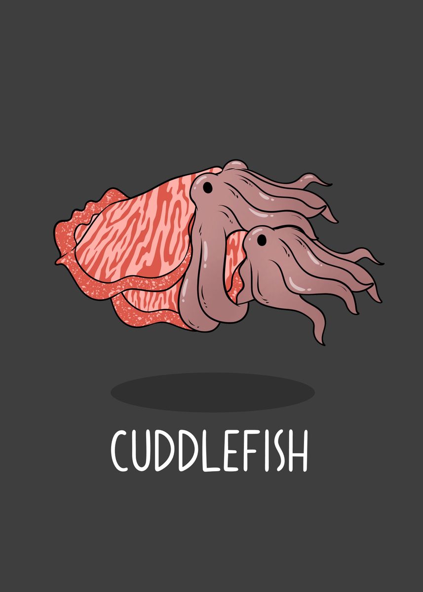 'CuddleFISH Funny Pun' Poster, picture, metal print, paint by Autophil ...