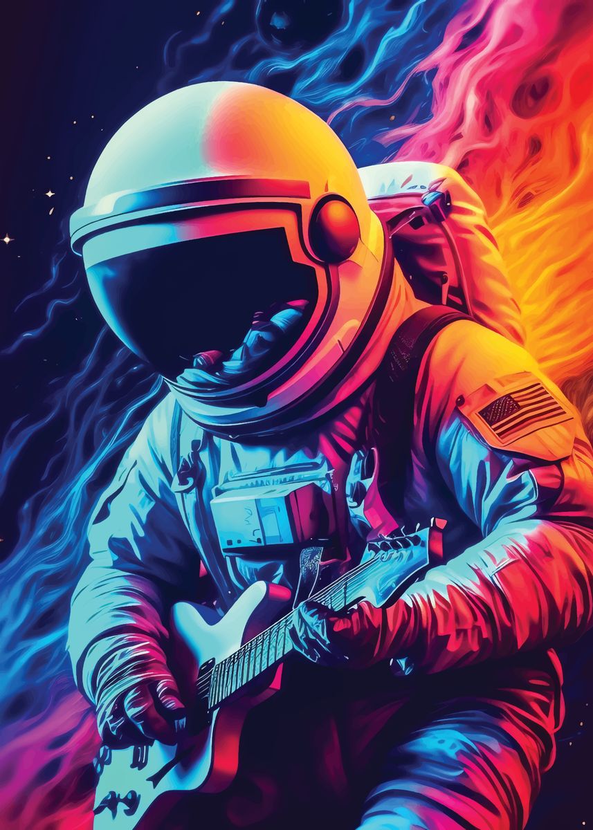 'Colorful Guitarist Pop Art' Poster, picture, metal print, paint by ...