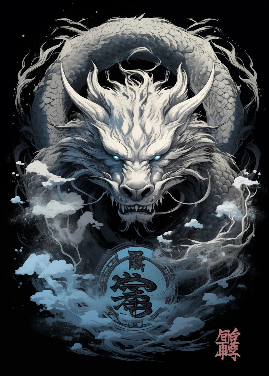 'Great Wave Dragon' Poster, picture, metal print, paint by VAGANTE ...