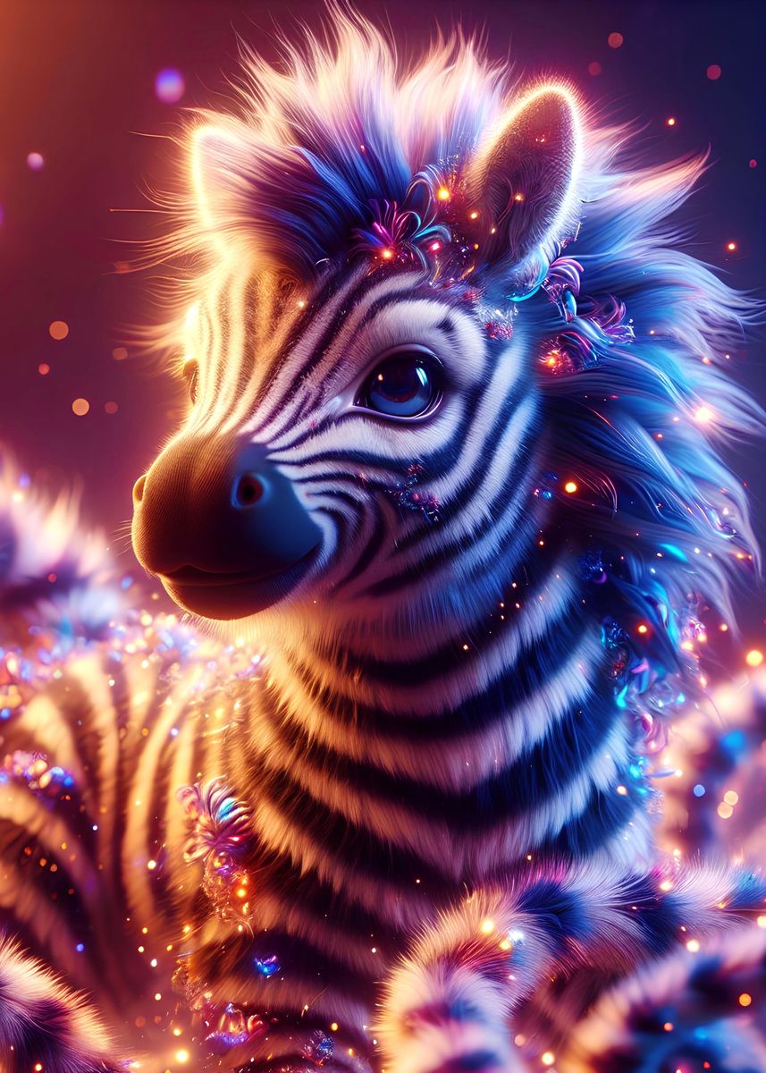 'Cute fuzzy zebra' Poster, picture, metal print, paint by Ritvik Takkar ...