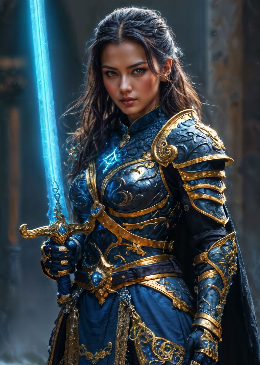 'Blue Knight' Poster, picture, metal print, paint by Luxury Digital Art ...