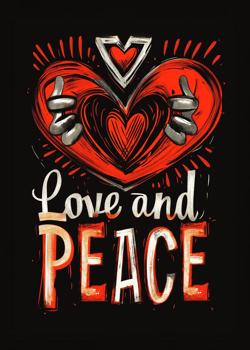 'Love and Peace Poster' Poster, picture, metal print, paint by ...