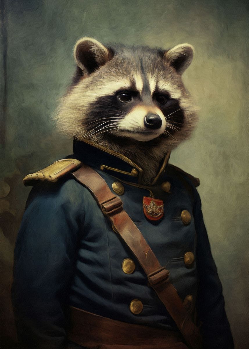'War raccoon' Poster, picture, metal print, paint by goljakoff | Displate