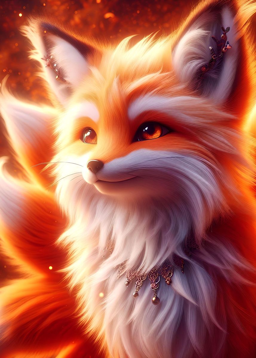 'Cute fuzzy fox' Poster, picture, metal print, paint by Ritvik Takkar ...