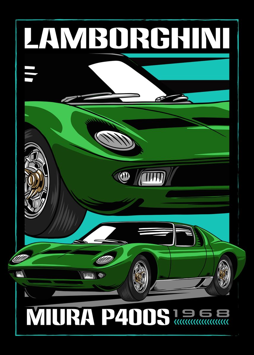 'Retro Lambo Exotic Car' Poster, picture, metal print, paint by Amila ...