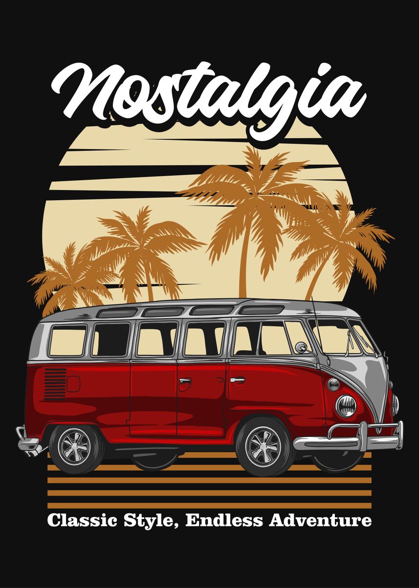'Retro Nostalgia Van' Poster, picture, metal print, paint by Mikhaila ...