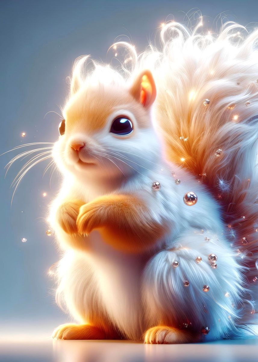 'Fuzzy cute squirrel ' Poster, picture, metal print, paint by Ritvik ...