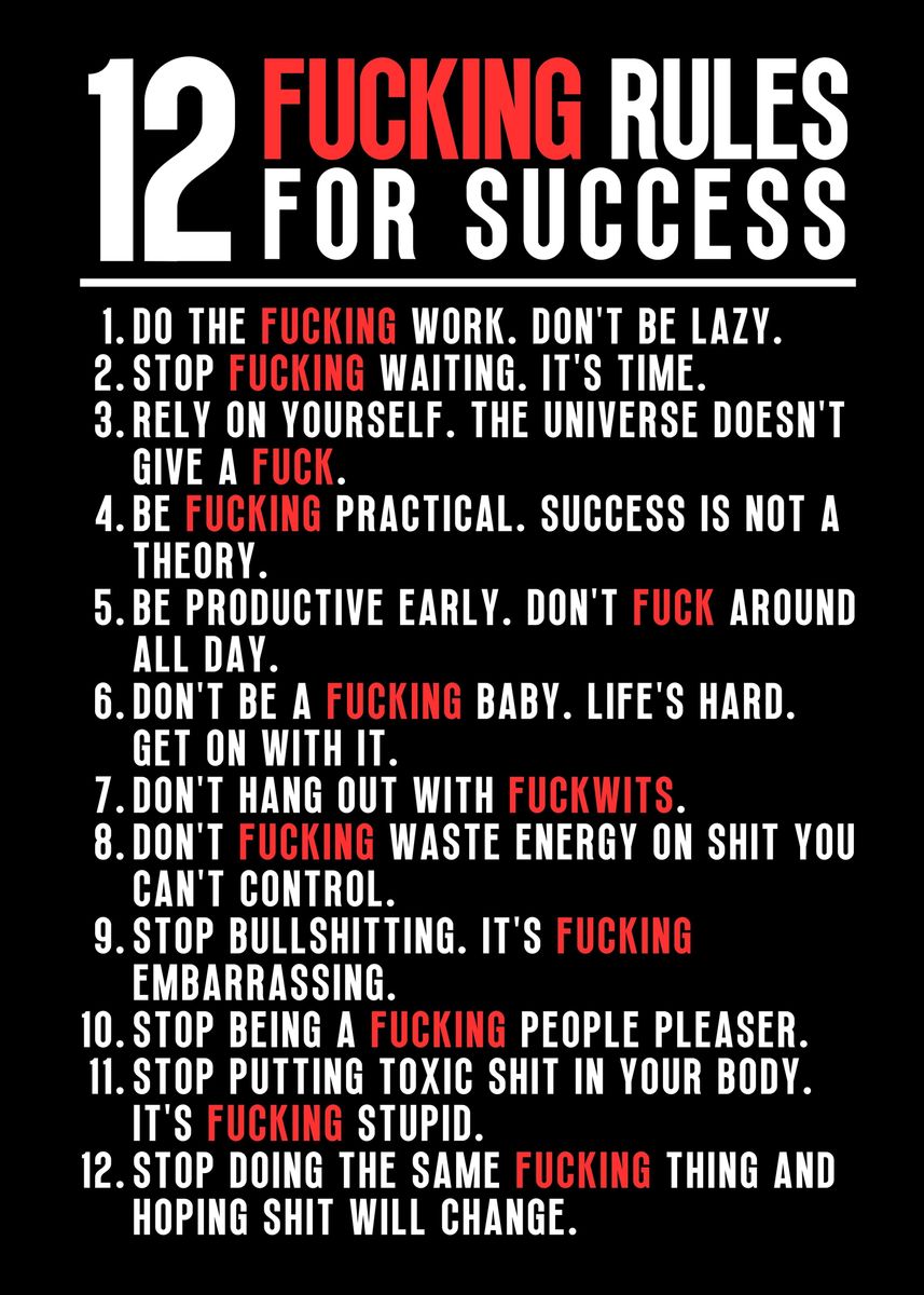 '12 Rules For Success' Poster, picture, metal print, paint by slamet ...