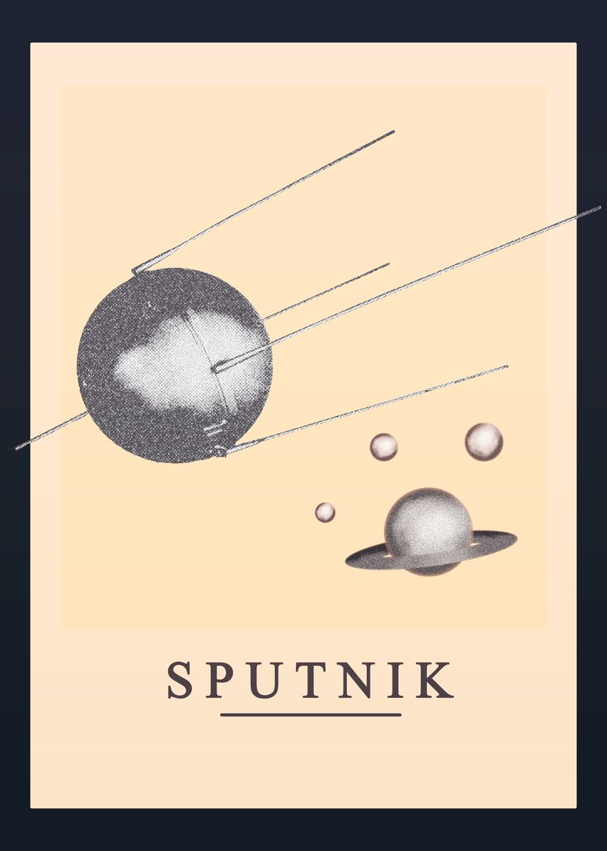 'Sputnik Retro Futurism' Poster, picture, metal print, paint by ...