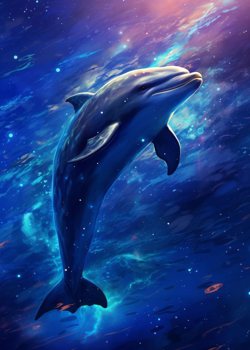 'Dolphin Fantasy Cosmic' Poster, picture, metal print, paint by AnHa ...