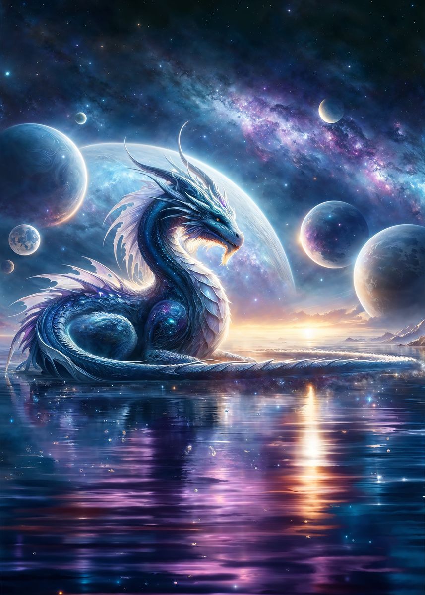 'Creator Dragons Cosmos' Poster, picture, metal print, paint by Pixaverse | Displate