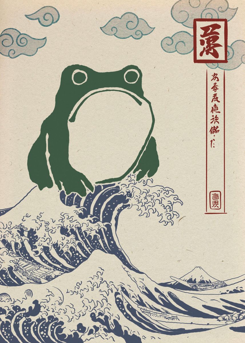 'kanagawa frog waves' Poster, picture, metal print, paint by wise ...