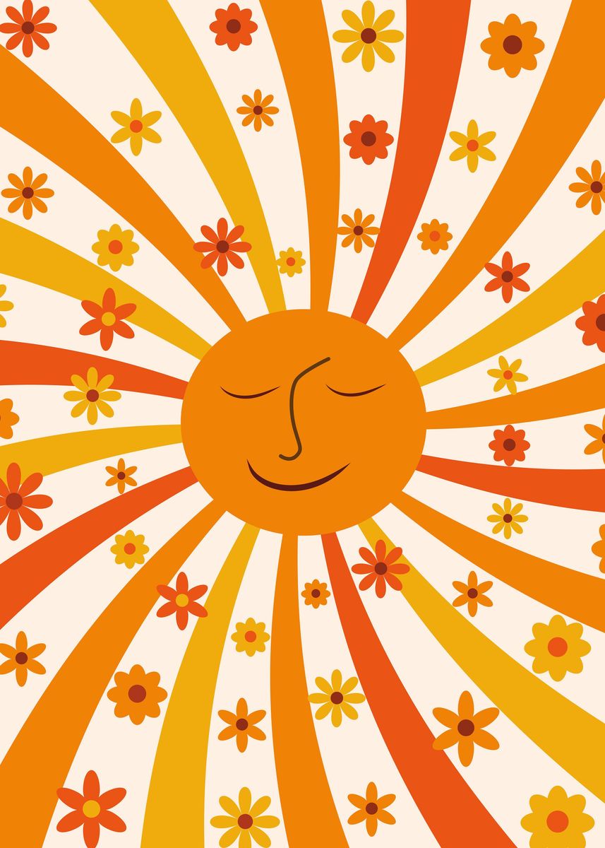 'Smiling Groovy Sunshine ' Poster, picture, metal print, paint by ...