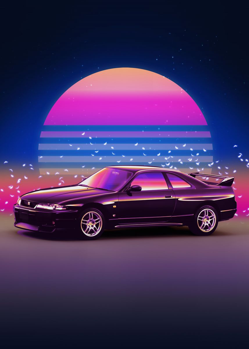 'Skyline R33' Poster, picture, metal print, paint by Aliigal Artwork ...