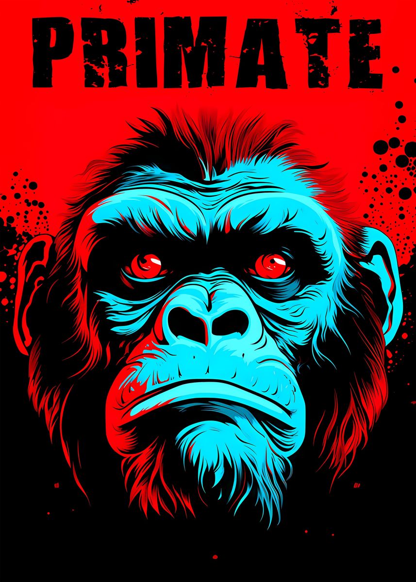 'Primate' Poster, picture, metal print, paint by Juka Arts | Displate