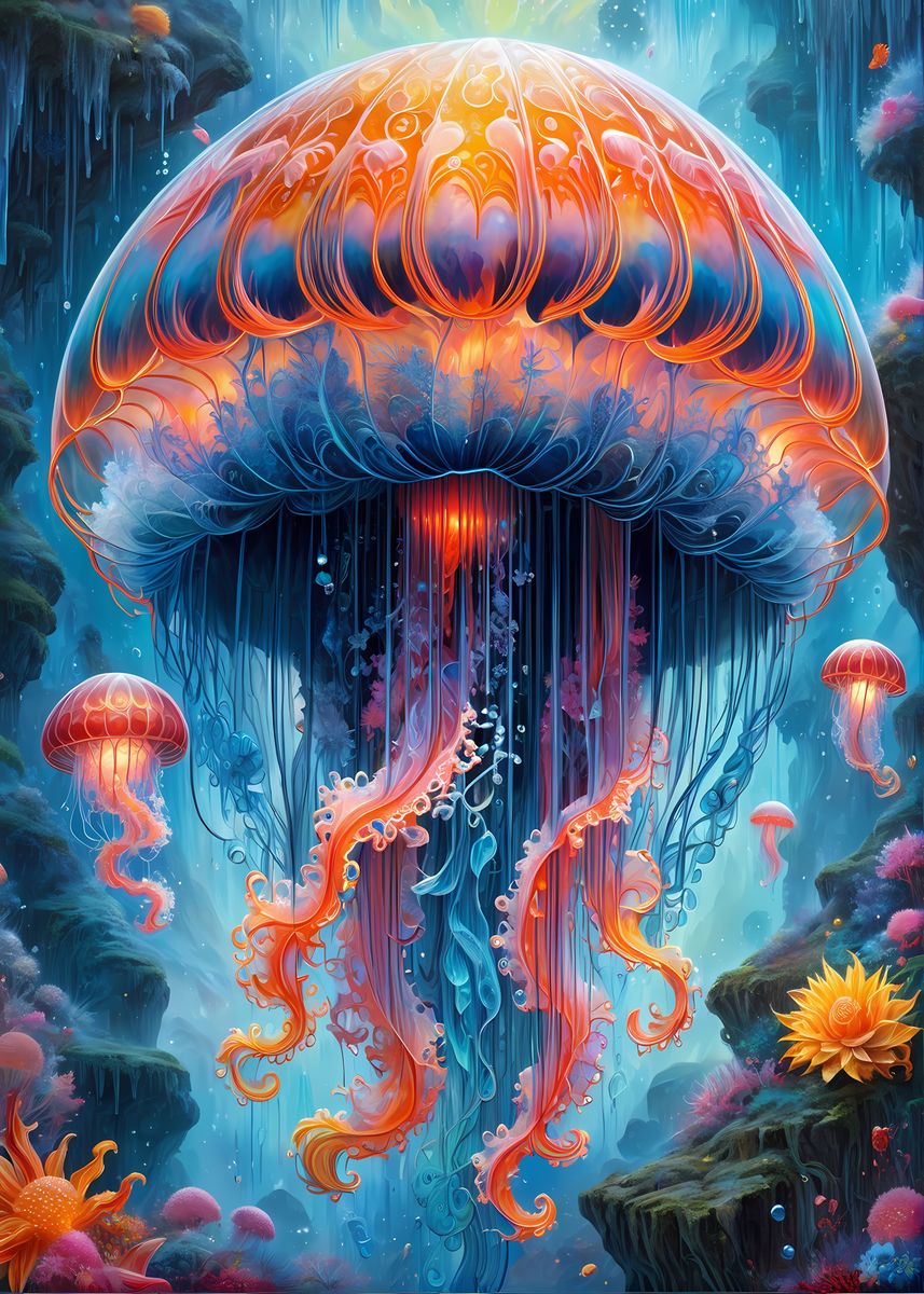 'Mythical Jellyfish' Poster, picture, metal print, paint by Poster ...