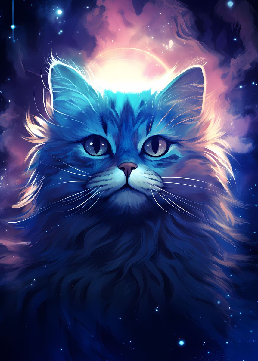 'Cute Galaxy Cat' Poster, picture, metal print, paint by Wildlife ...