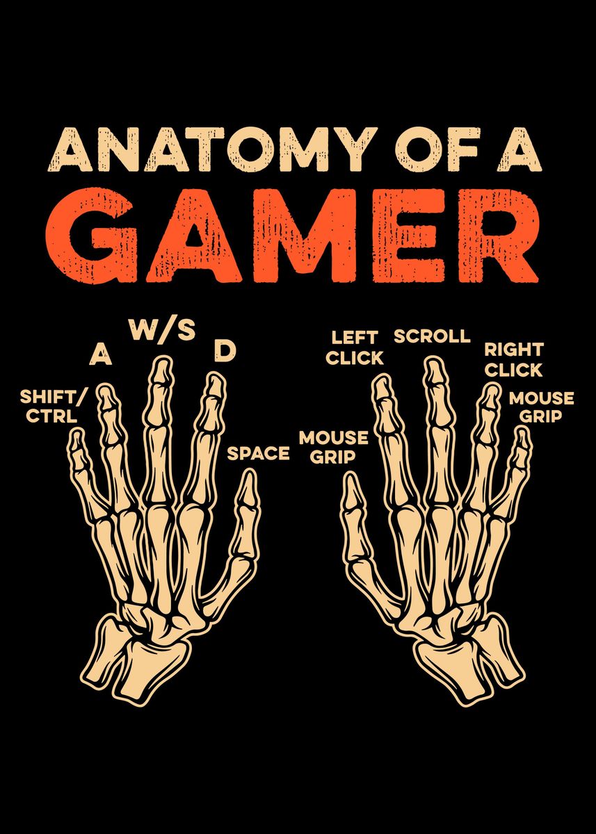 'Funny Gamer Skeleton Hand' Poster, picture, metal print, paint by ...