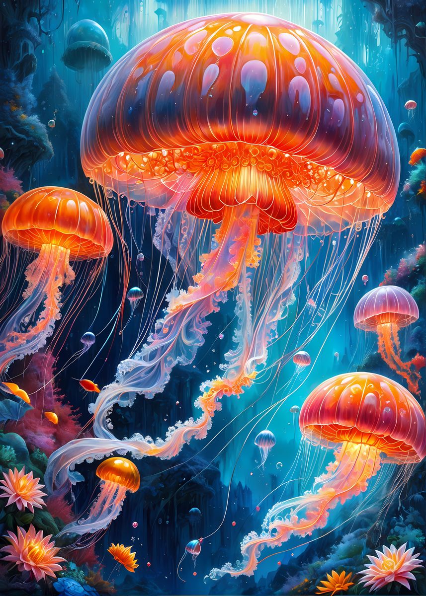 'Mythical Jellyfish' Poster, picture, metal print, paint by Poster ...