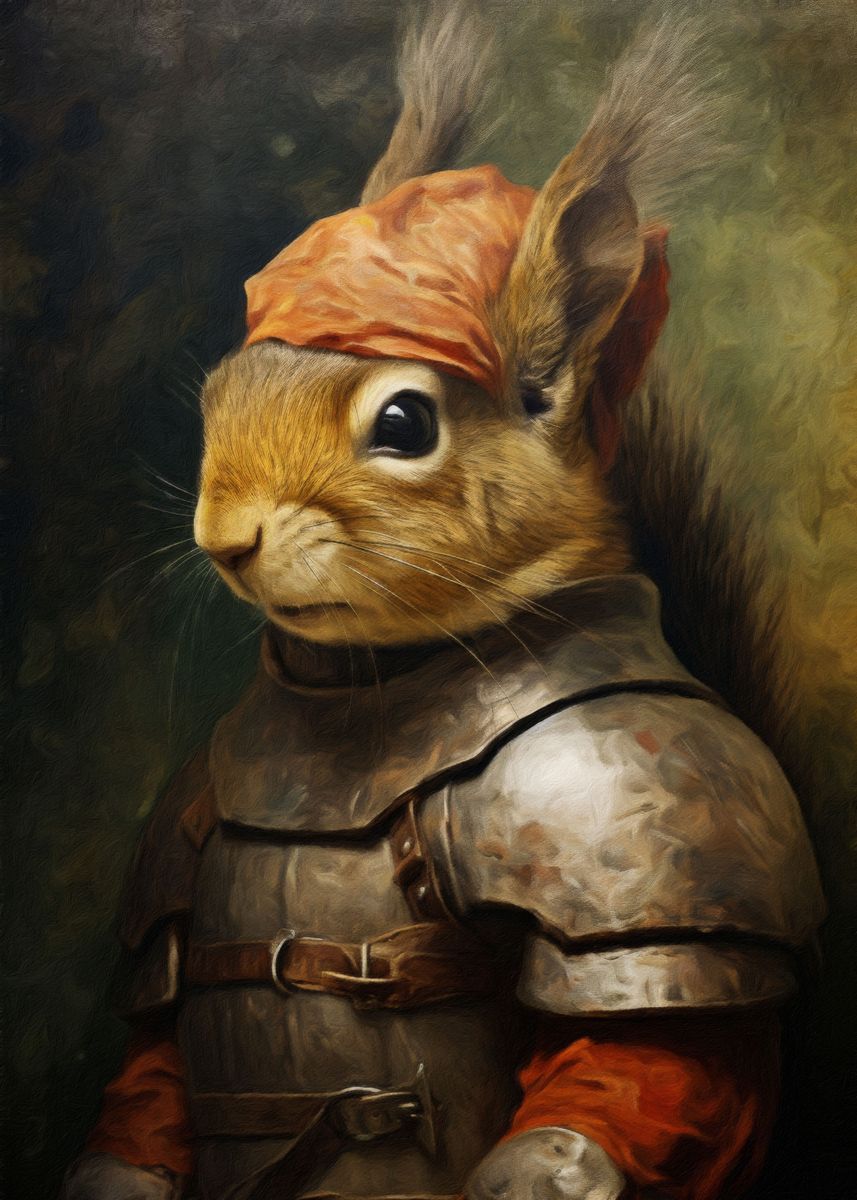 'Medieval squirrel' Poster, picture, metal print, paint by goljakoff | Displate