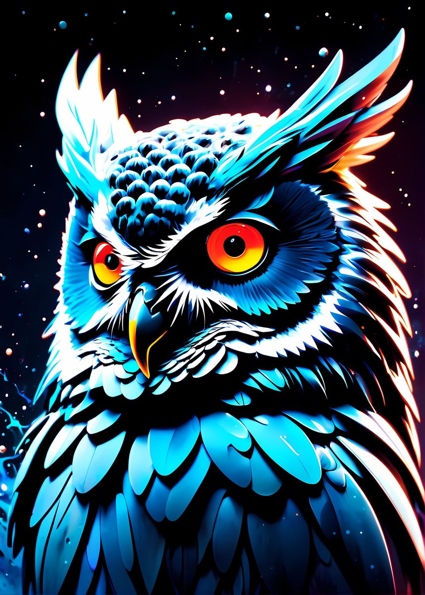 'Cosmic Space Owl' Poster, picture, metal print, paint by Surreal Print ...