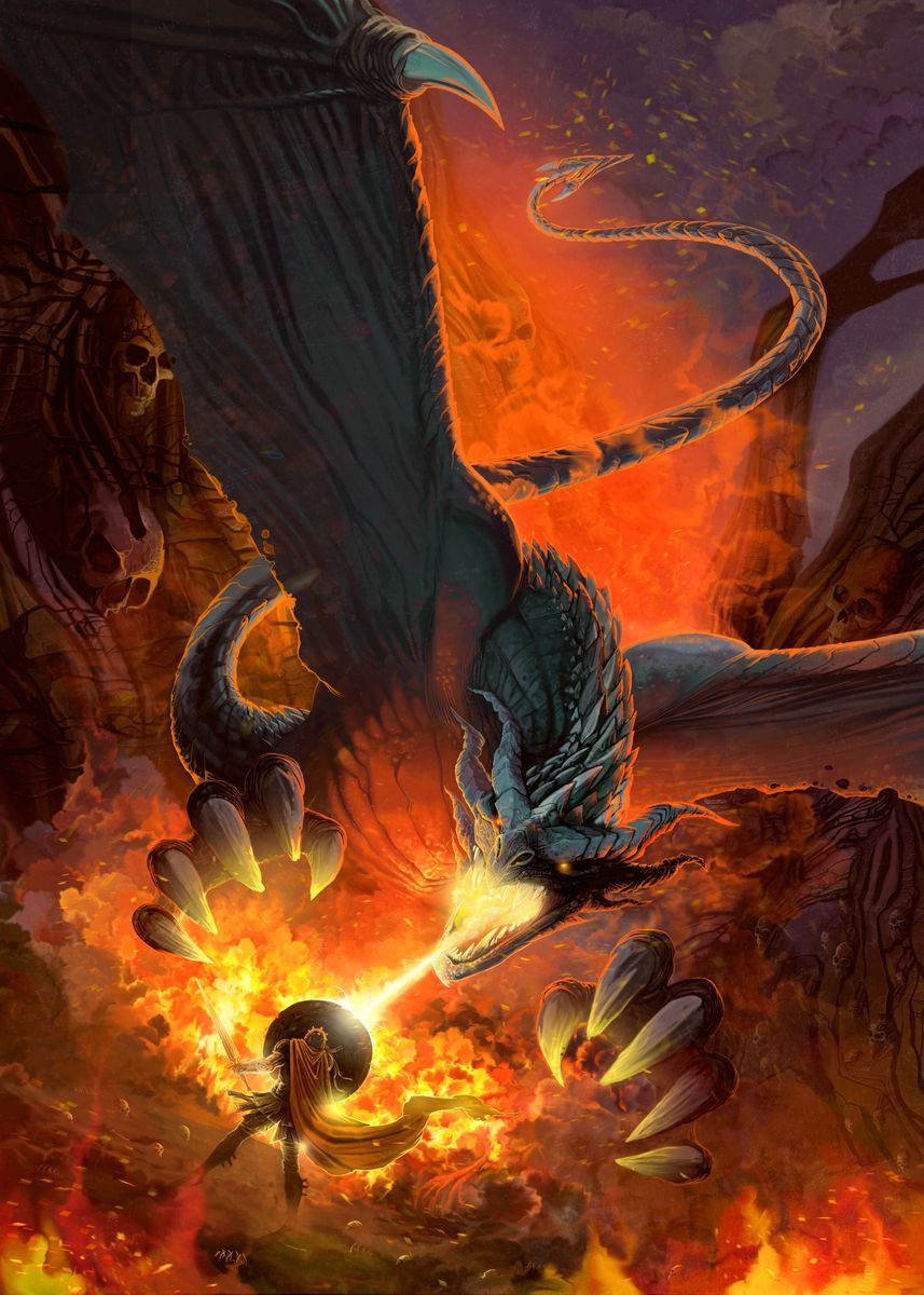 'Dragon Attack' Poster, picture, metal print, paint by Seban Cichon ...