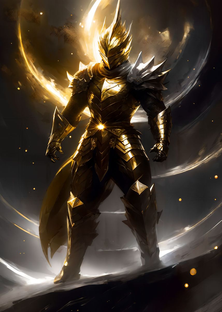 'Gold Warrior' Poster, picture, metal print, paint by Lukasz Kobylka ...
