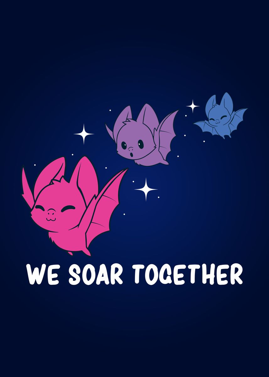 'Bisexual Pride Cute Bi Bat' Poster, picture, metal print, paint by ...