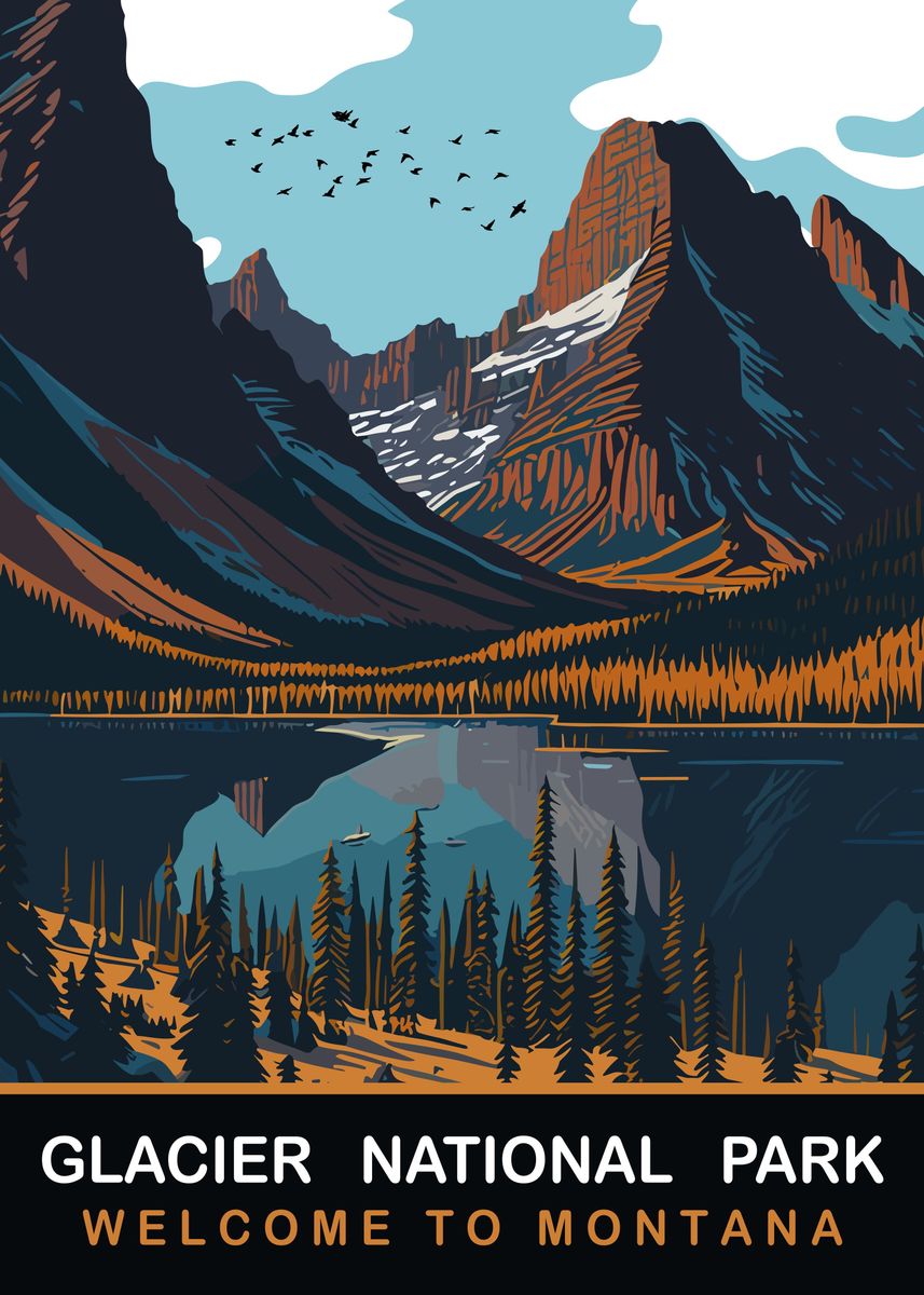 'Glacier National Park' Poster, picture, metal print, paint by Long ...