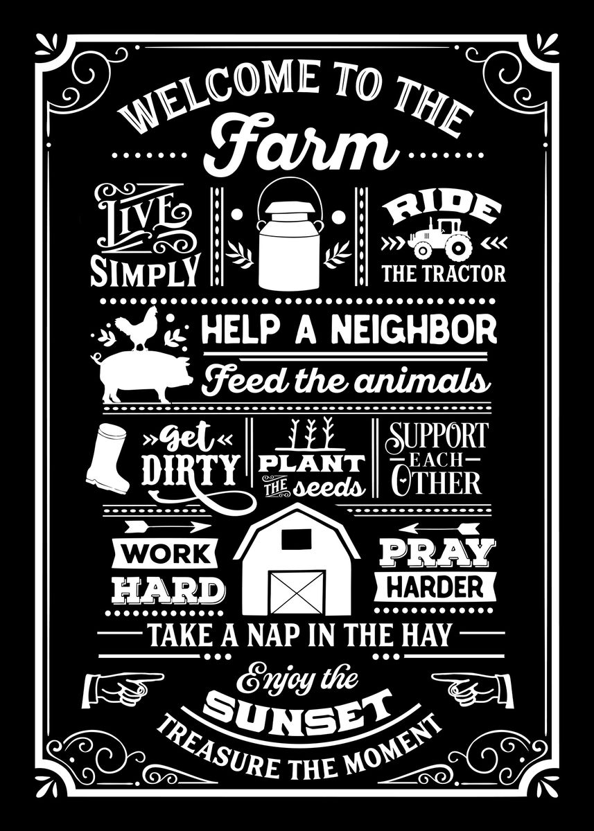 'Welcome to the Farm Sign' Poster, picture, metal print, paint by ...