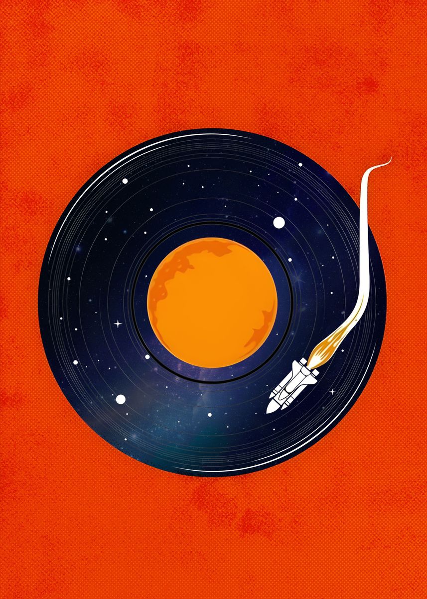'Space Vinyl DJ Turntable' Poster, picture, metal print, paint by Uber ...