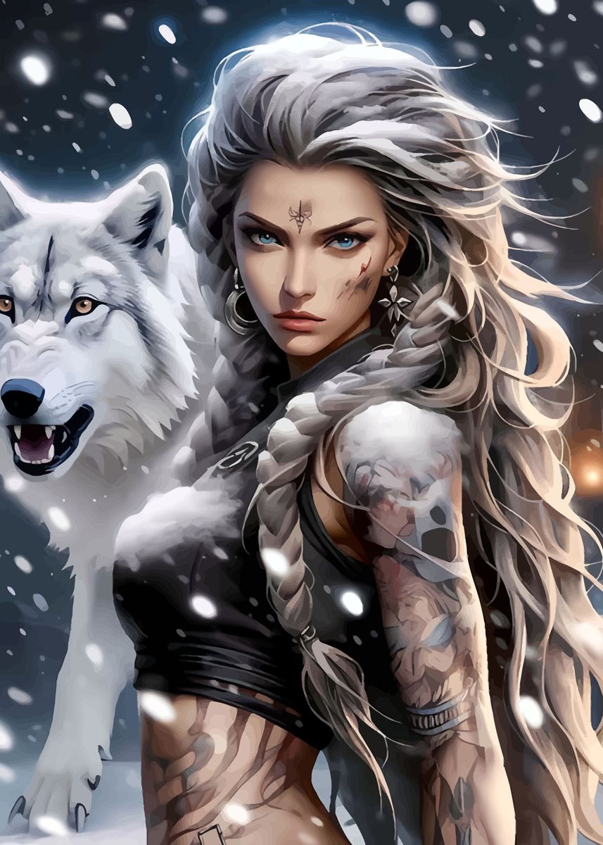 'She wolf' Poster, picture, metal print, paint by Cloudyss Store | Displate