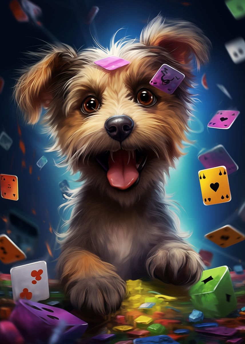 'dog poker player gambler' Poster, picture, metal print, paint by Yuki ...