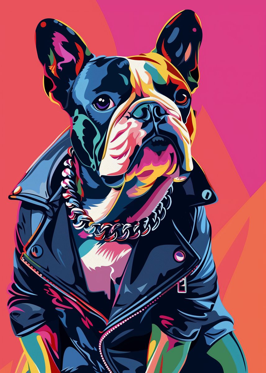 'Cool Bulldog Punk' Poster, picture, metal print, paint by Wall ...