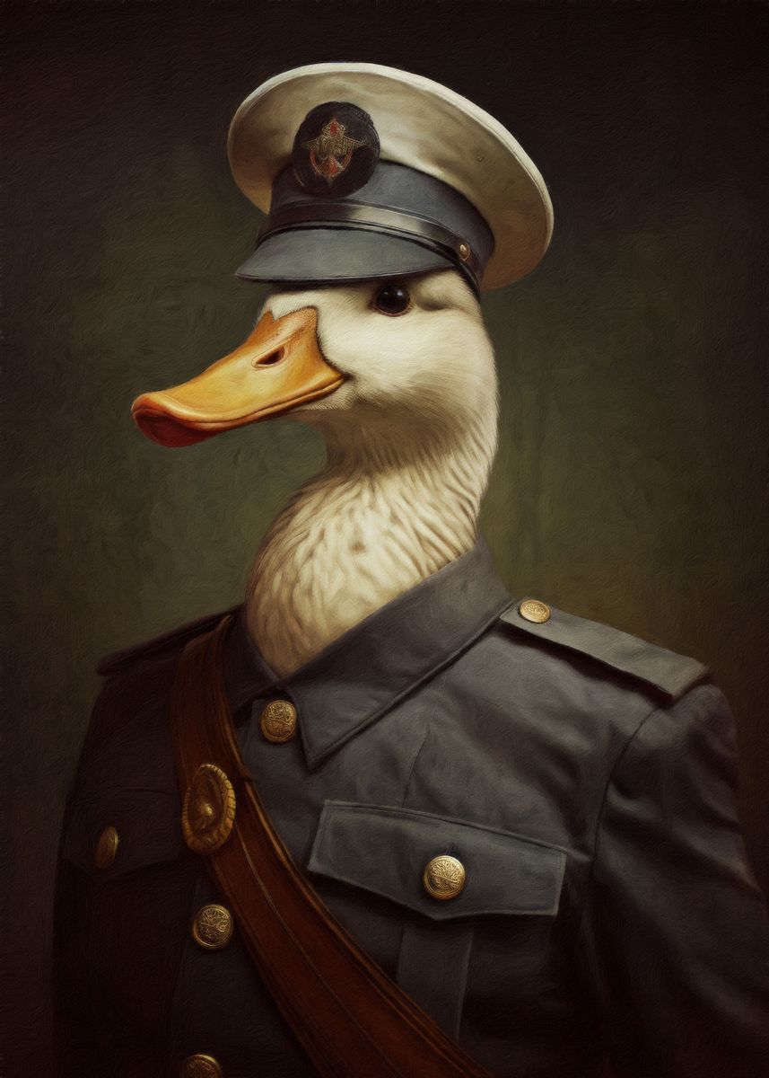 'Officer duck' Poster, picture, metal print, paint by goljakoff | Displate