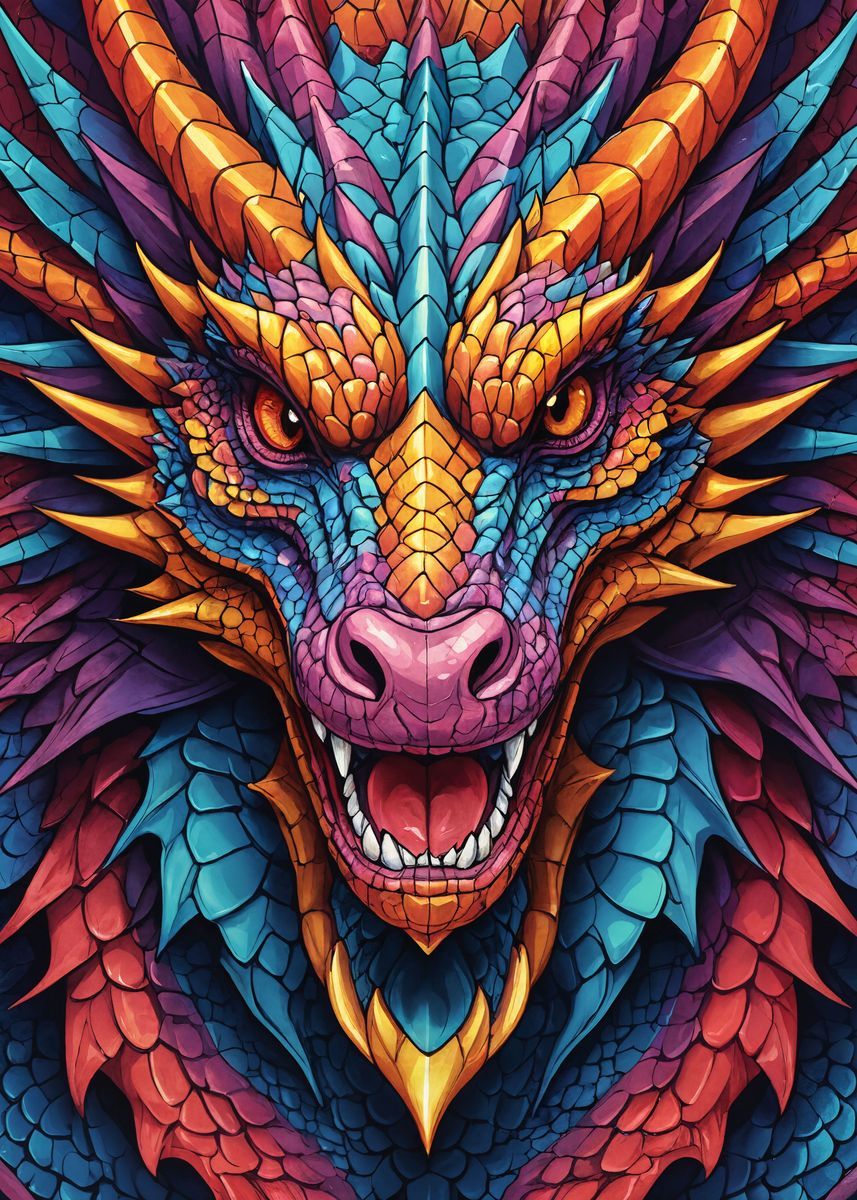 'Colorful Dragon Illustrati' Poster, picture, metal print, paint by ...