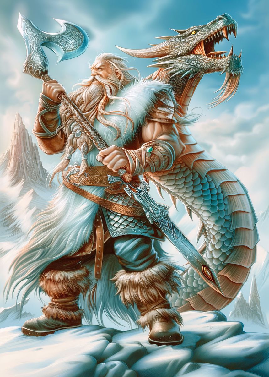 'Dwarf x Dragon' Poster, picture, metal print, paint by Elysian Atelier ...