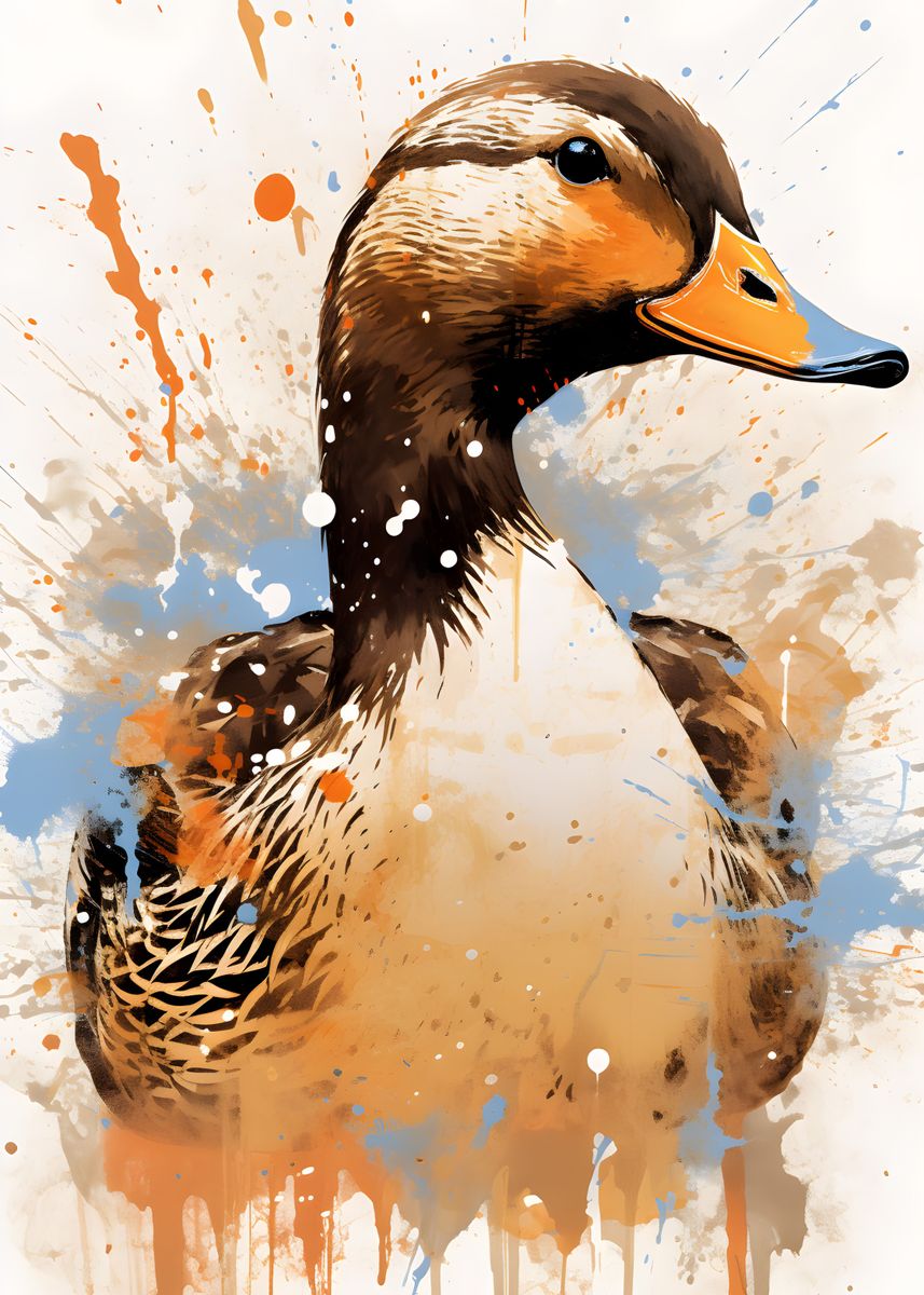 'Duck Colorful Painting' Poster, picture, metal print, paint by Chris ...