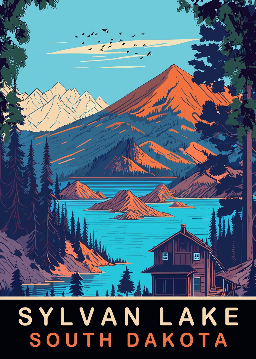 'Sylvan Lake' Poster, picture, metal print, paint by Long Shot | Displate