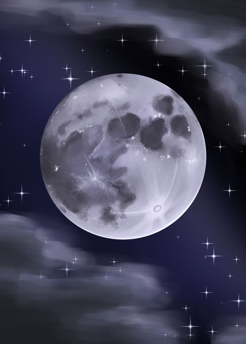 'The Moon' Poster, picture, metal print, paint by LeOLaMa | Displate
