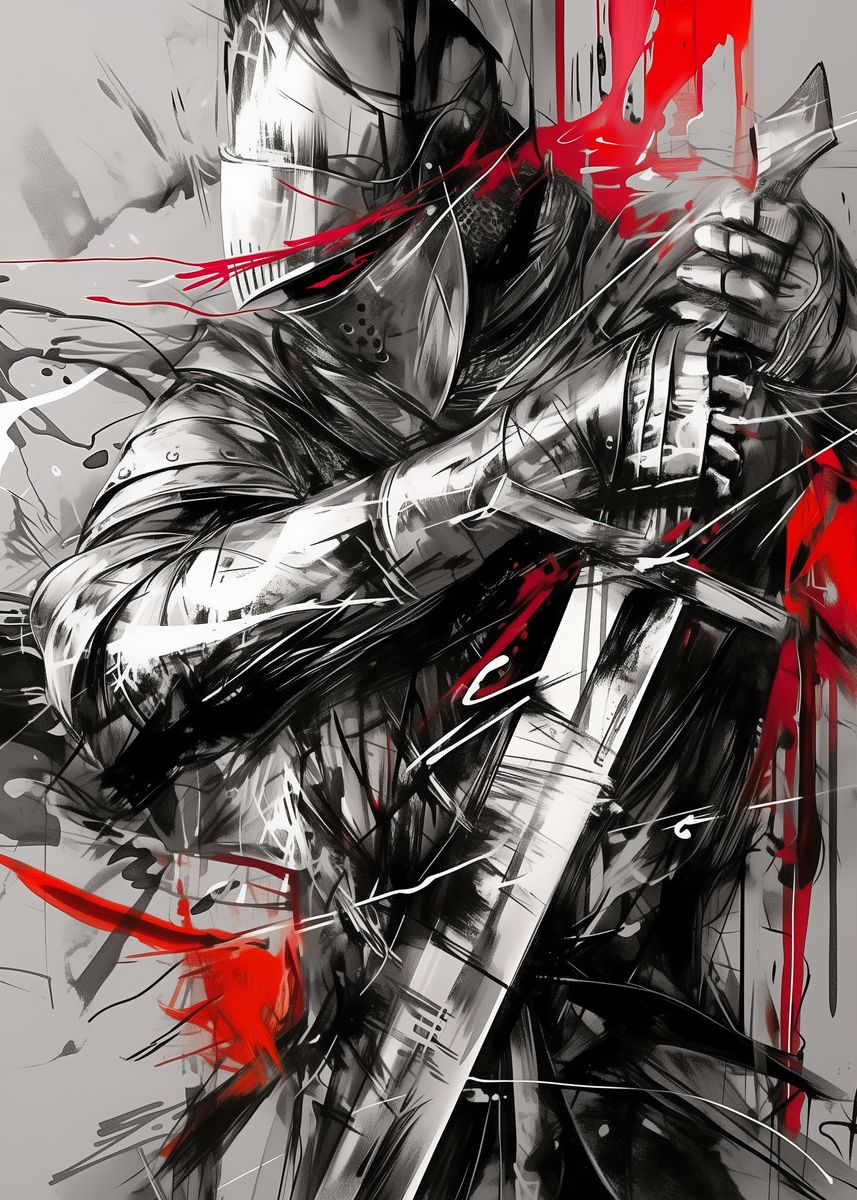 'Medieval Knight Abstract' Poster, picture, metal print, paint by Ben ...