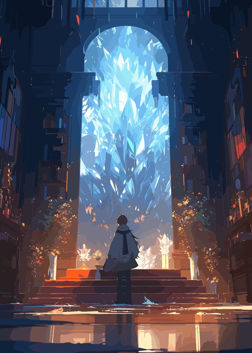 'Fantasy Ice Library' Poster, picture, metal print, paint by ...