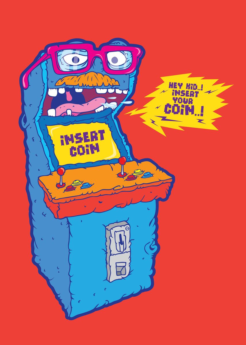 'Old Arcade Machine' Poster, picture, metal print, paint by Puding ...