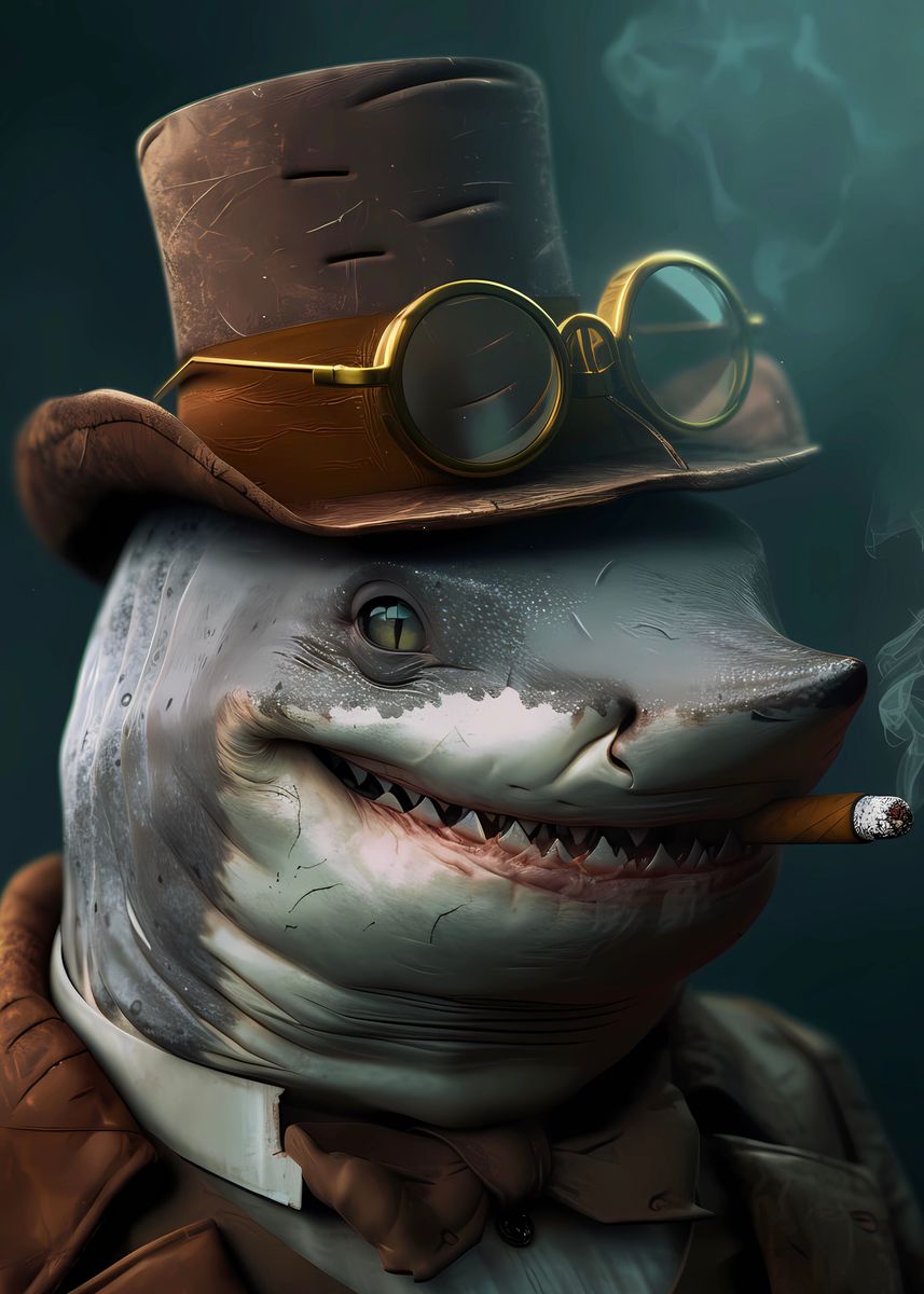 'The Dapper Shark' Poster, picture, metal print, paint by Panther ...