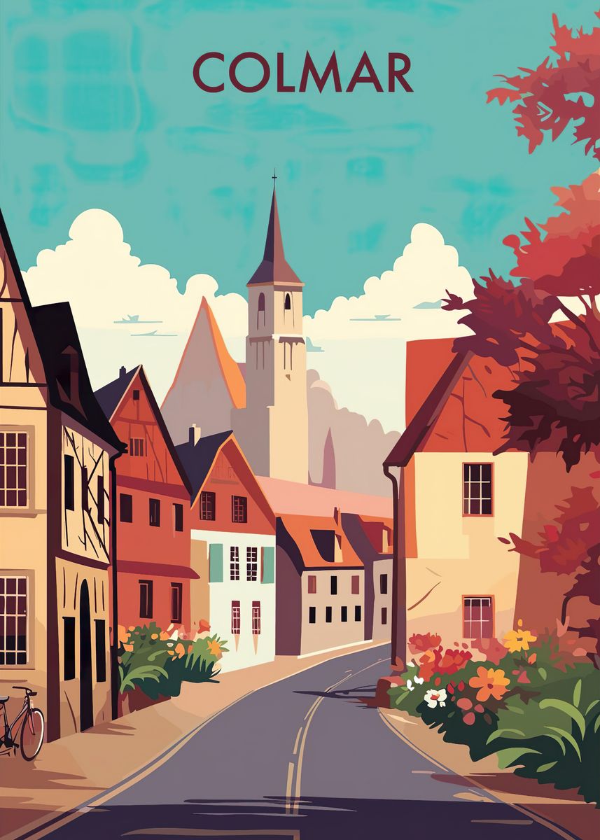 'travel to colmar' Poster, picture, metal print, paint by OMEGA FAUNA ...